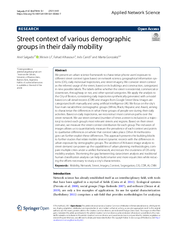 (PDF) Street context of various demographic groups in their daily mobility