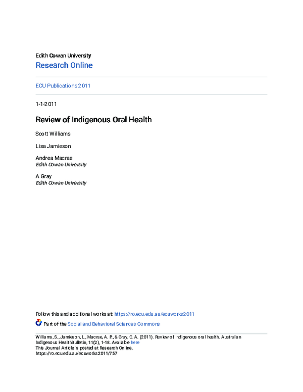(PDF) Review of Indigenous oral health