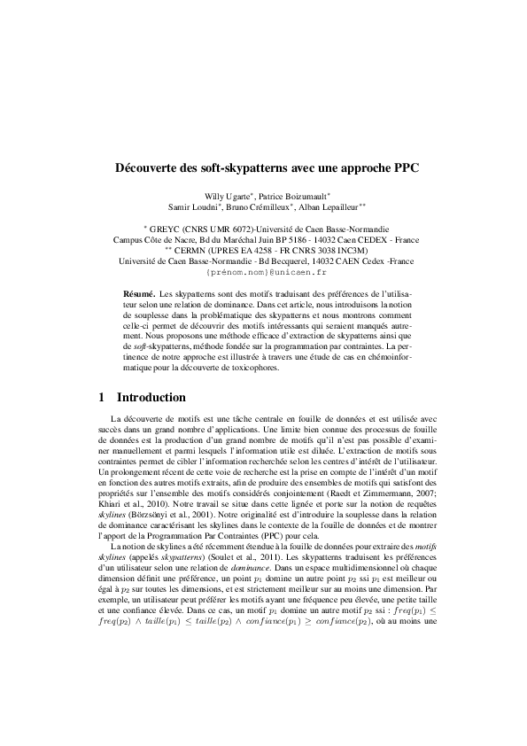 (PDF) Découverte des soft-skypatterns avec une approche PPC