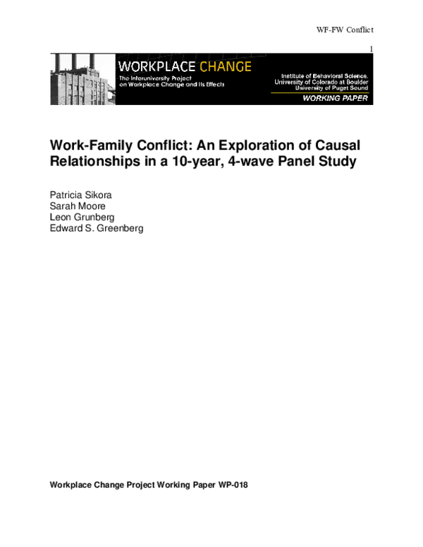 (PDF) Work-family conflict: An exploration of causal relationships in a ...