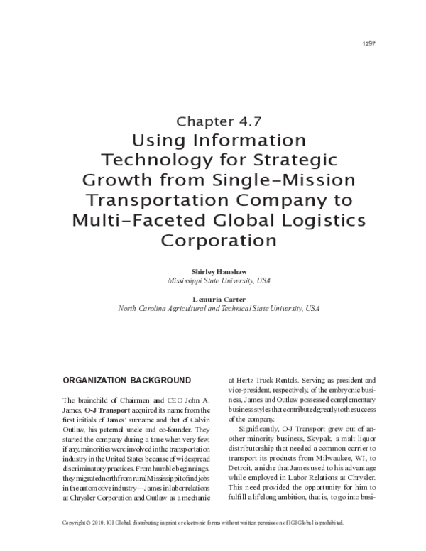 (PDF) Using Information Technology for Strategic Growth from Single ...