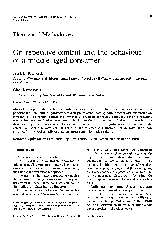 (PDF) On repetitive control and the behaviour of a middle-aged consumer