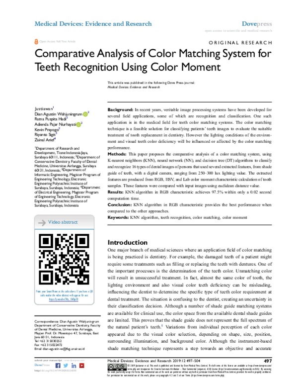 (PDF) Comparative Analysis of Color Matching System for Teeth ...