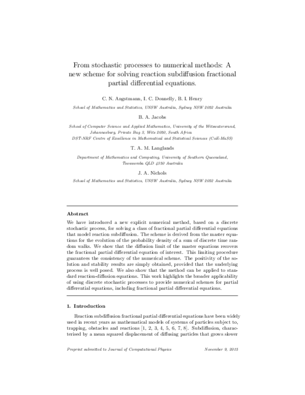 Pdf From Stochastic Processes To Numerical Methods A New Scheme For