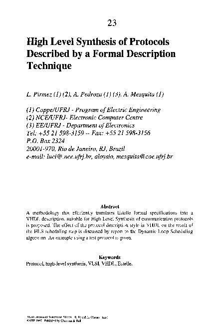 (PDF) High Level Synthesis of Protocols Described by a Formal Description Technique