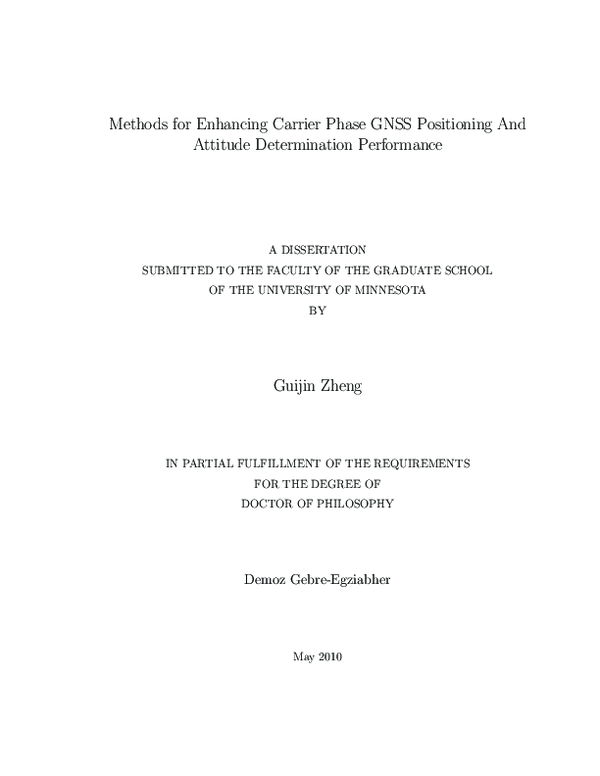 Pdf Methods For Enhancing Carrier Phase Gnss Positioning And Attitude Determination Performance