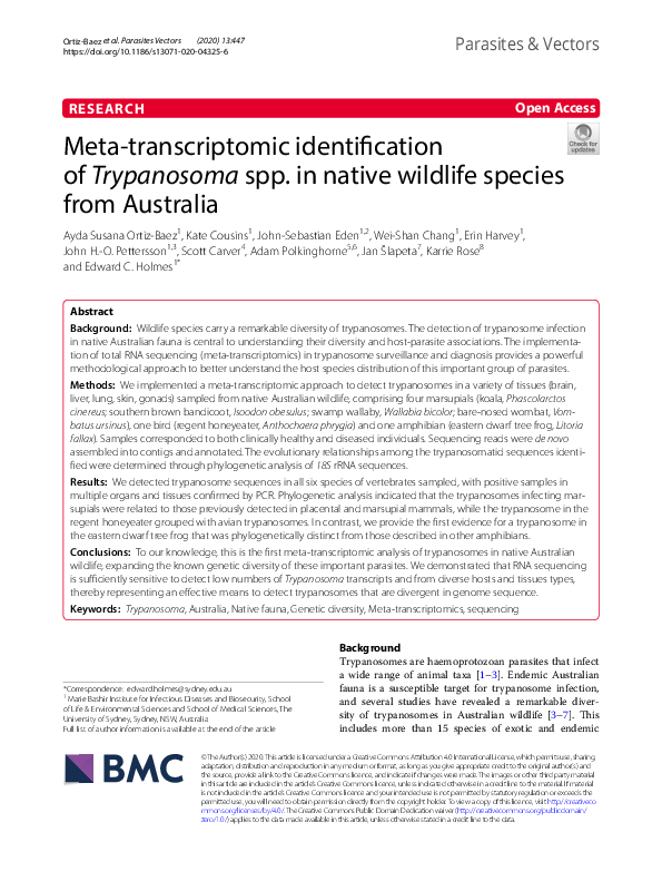 (PDF) Meta-transcriptomic identification of Trypanosoma spp. in native ...