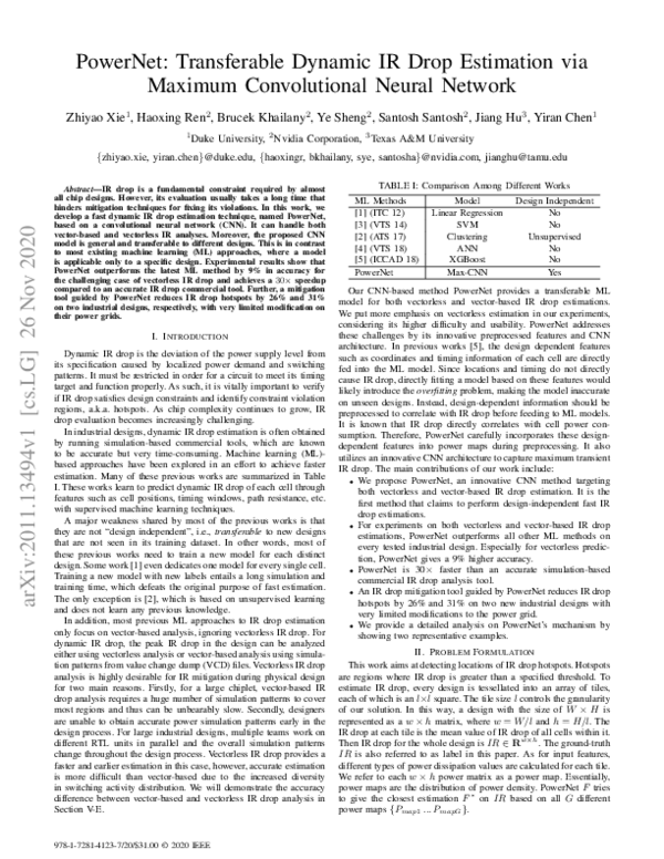 Pdf Powernet Transferable Dynamic Ir Drop Estimation Via Maximum Convolutional Neural Network