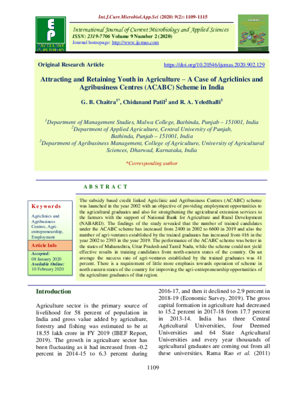(PDF) Attracting and Retaining Youth in Agriculture – A Case of ...