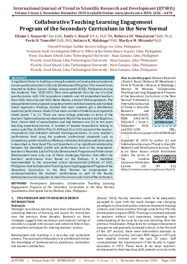 (PDF) Collaborative Teaching Learning Engagement Program of the ...