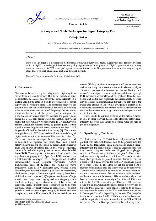 (PDF) A Simple and Noble Technique for Signal Integrity Test
