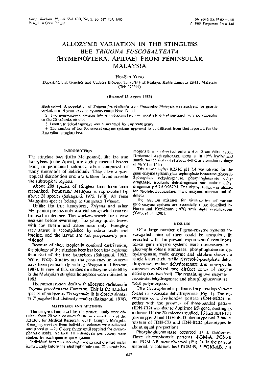 (PDF) Allozyme variation in the stingless bee Trigona fuscobalteata ...