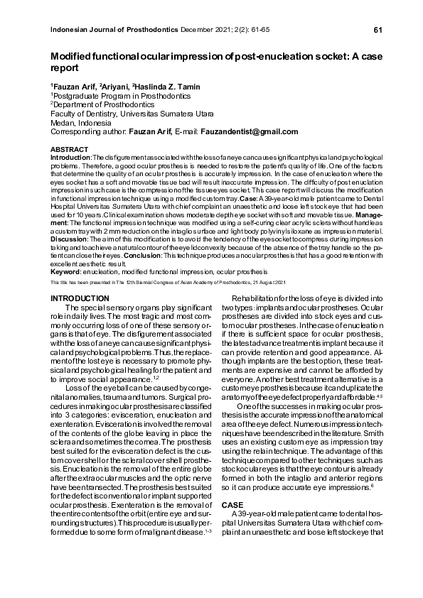 (PDF) Modified functional ocular impression of post-enucleation socket ...