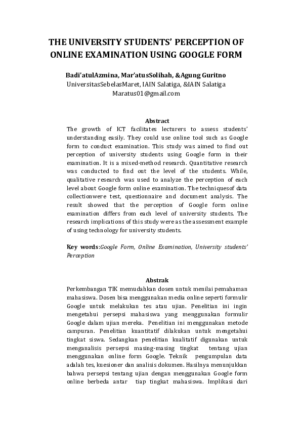 (PDF) University Students’ Perception of Online Examination using ...