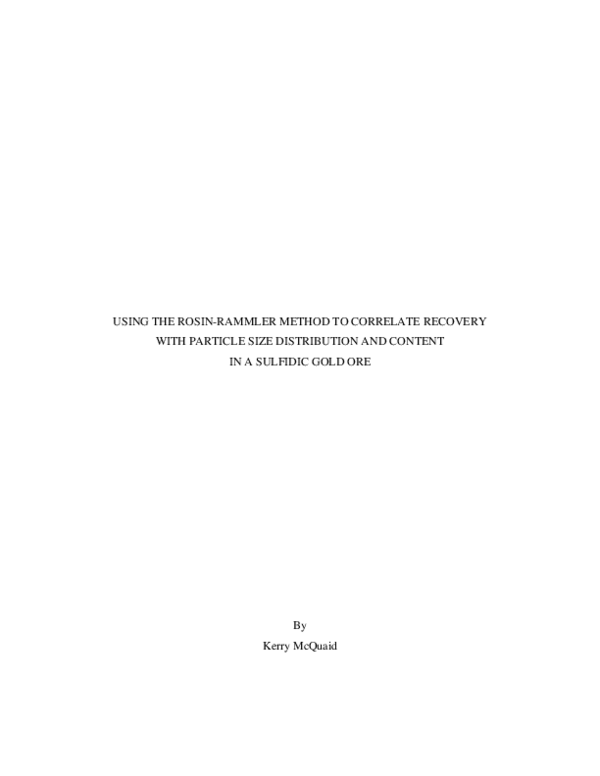 (PDF) Using the Rosin-Rammler method to correlate recovery with ...