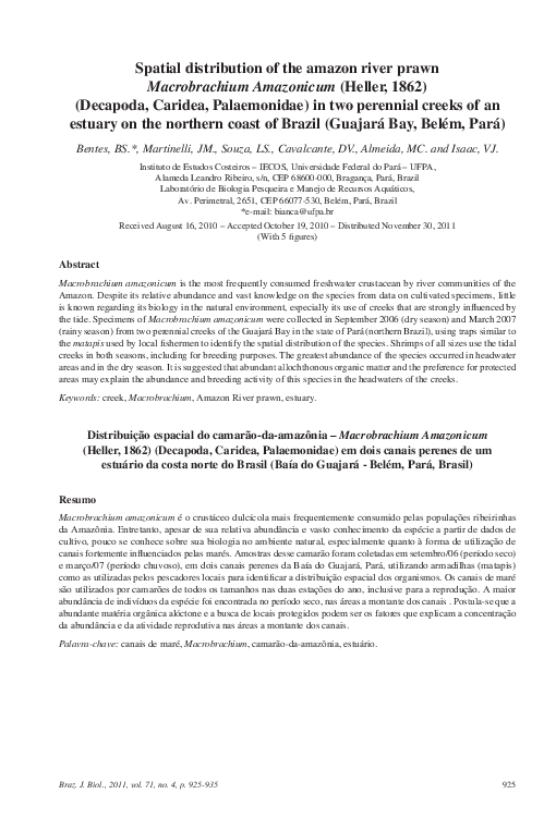 (PDF) Spatial distribution of the amazon river prawn Macrobrachium ...