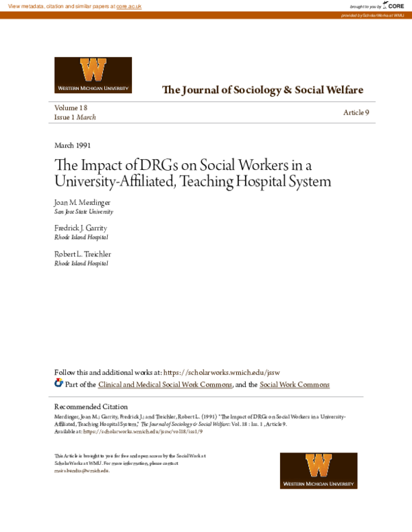 (PDF) The Impact of DRGs on Social Workers in a University-Affiliated ...