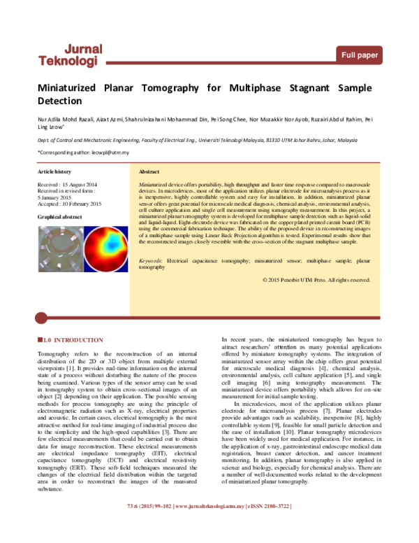 (PDF) Miniaturized Planar Tomography for Multiphase Stagnant Sample ...