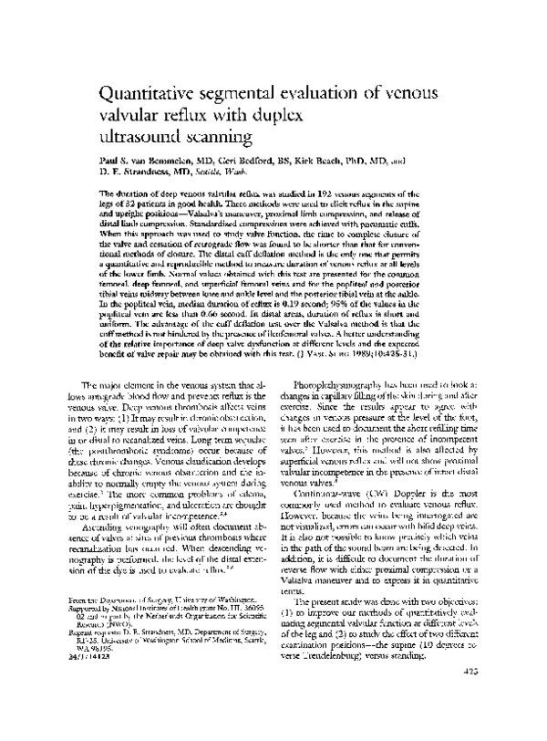 (PDF) Quantitative segmental evaluation of venous valvular reflux with ...