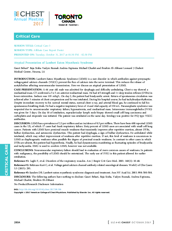(PDF) Atypical Presentation of Lambert Eaton Myasthenic Syndrome