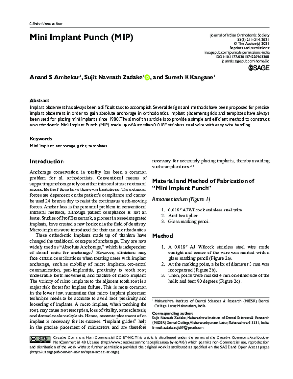 (PDF) Mini Implant Punch (MIP)