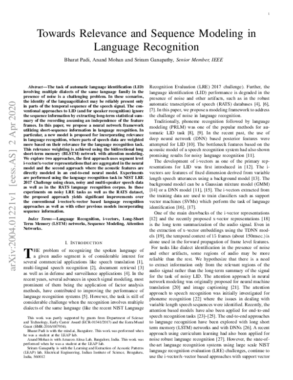(PDF) Towards Relevance and Sequence Modeling in Language Recognition | krishna bharat ...