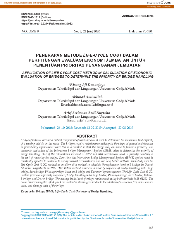 (PDF) Penerapan Metode Life-Cycle Cost Dalam Perhitungan Evaluasi ...