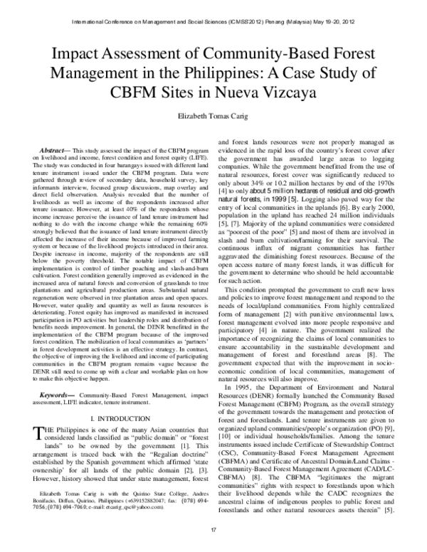 (PDF) Impact Assessment of Community-Based Forest Management in the ...