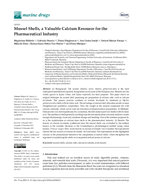 (PDF) Mussel Shells, a Valuable Calcium Resource for the Pharmaceutical ...