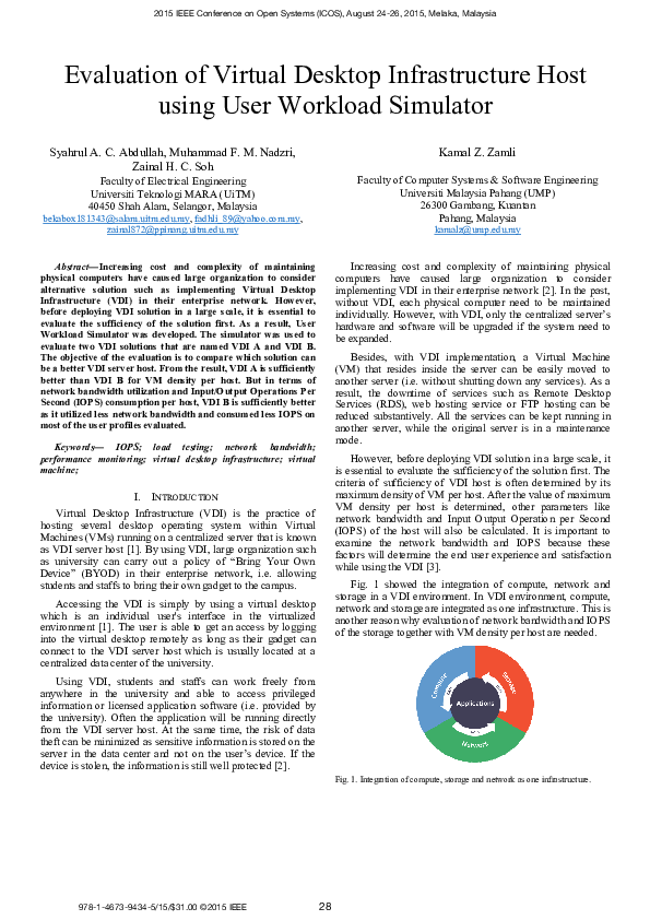 (PDF) Evaluation of Virtual Desktop Infrastructure host using User ...