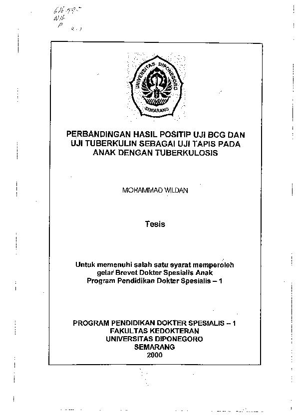 (PDF) Perbandingan Hasil Positip Uji BCG Dan Uji Tuberkulin Sebagai Uji ...