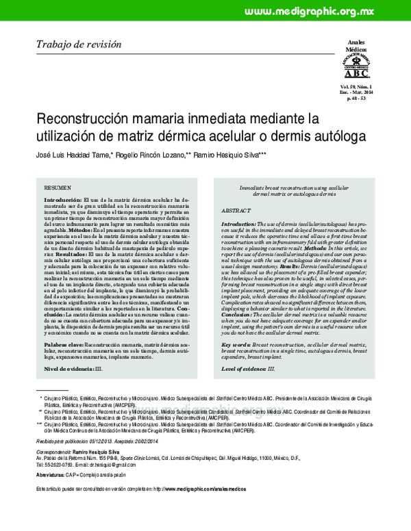(PDF) Reconstrucción mamaria inmediata mediante la utilización de ...