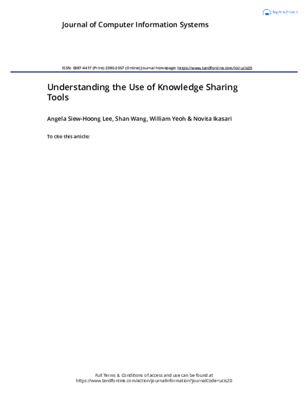 (PDF) Understanding the Use of Knowledge Sharing Tools