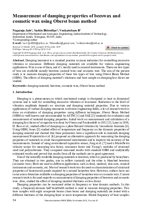 (PDF) Measurement of damping properties of beeswax and cosmetic wax ...