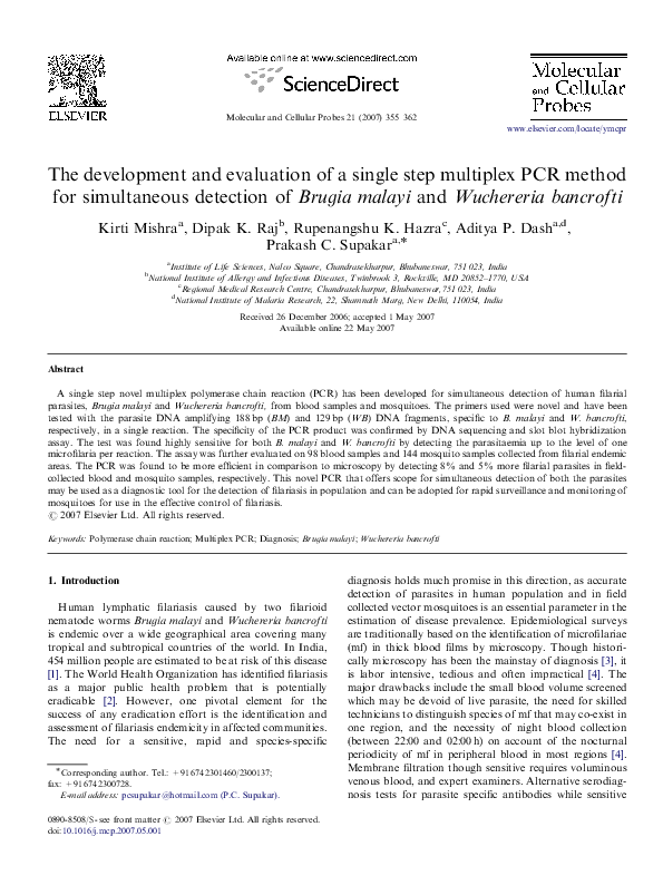 (PDF) The development and evaluation of a single step multiplex PCR method for simultaneous ...