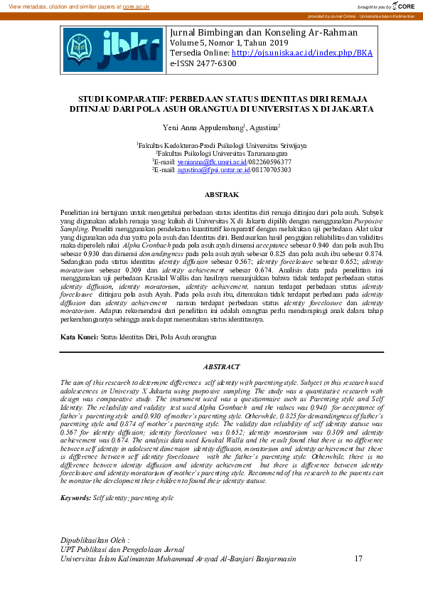 (PDF) Studi Komparatif: Perbedaan Status Identitas Diri Remaja Ditinjau ...