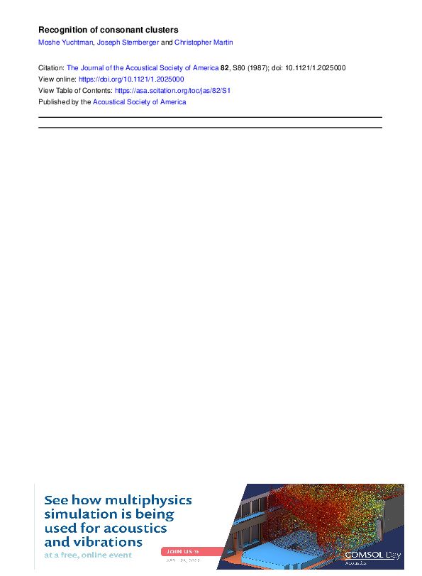 (PDF) Recognition of consonant clusters