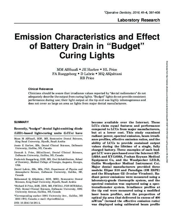 (PDF) Emission Characteristics and Effect of Battery Drain in “Budget ...