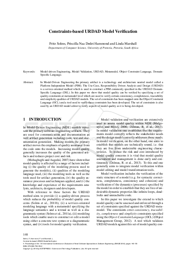 (PDF) Constraints-based URDAD Model Verification
