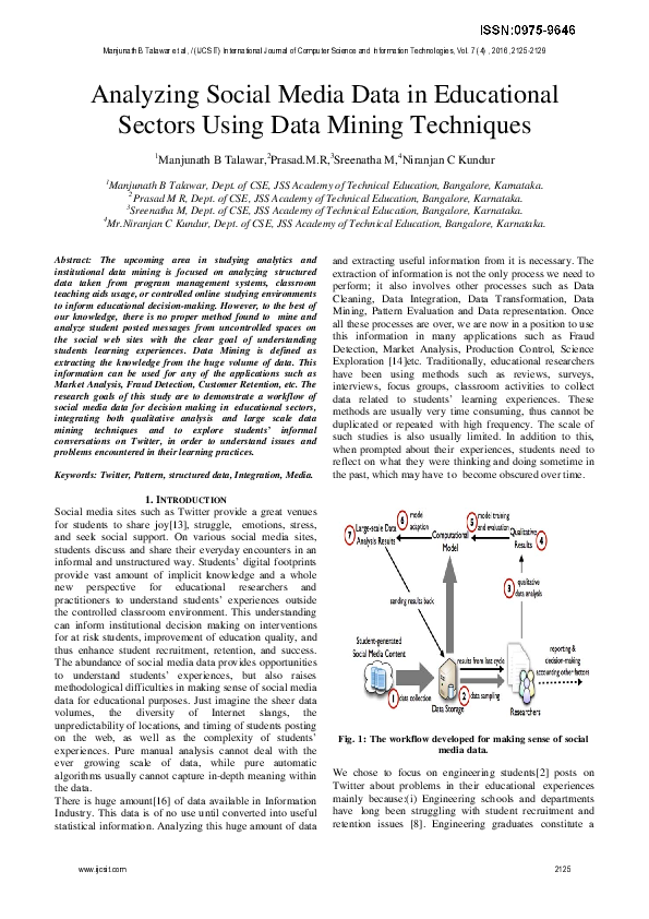 (PDF) Analyzing Social Media Data in Educational Sectors Using Data Mining Techniques
