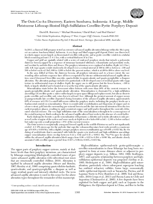 (PDF) The Onto Cu-Au Discovery, Eastern Sumbawa, Indonesia: A Large ...