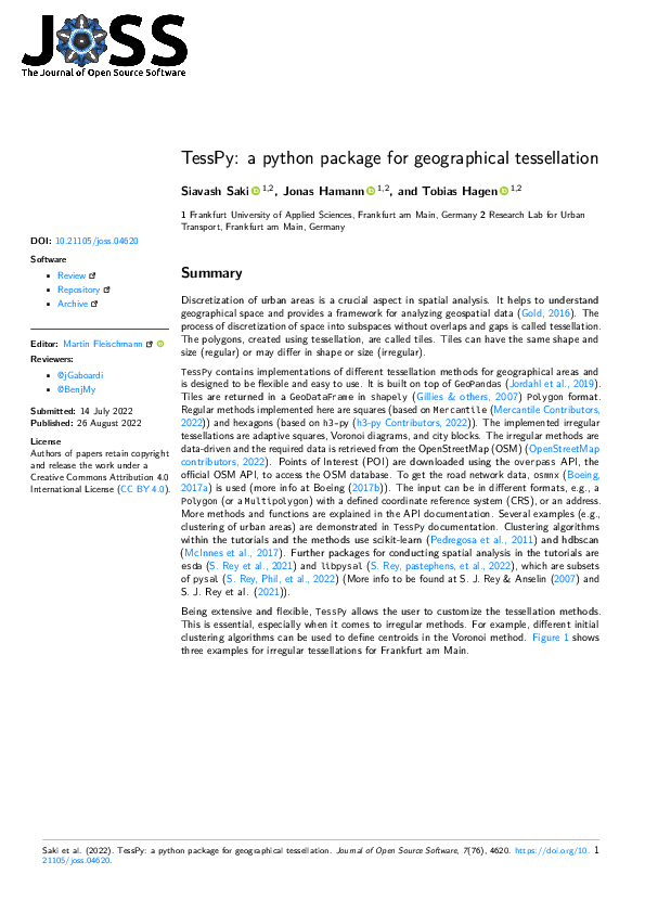 (PDF) TessPy: a python package for geographical tessellation