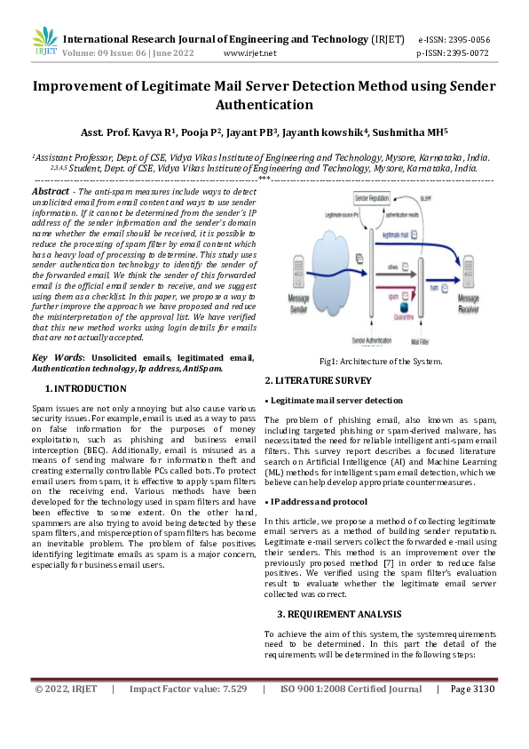 (PDF) Improvement of Legitimate Mail Server Detection Method using Sender Authentication