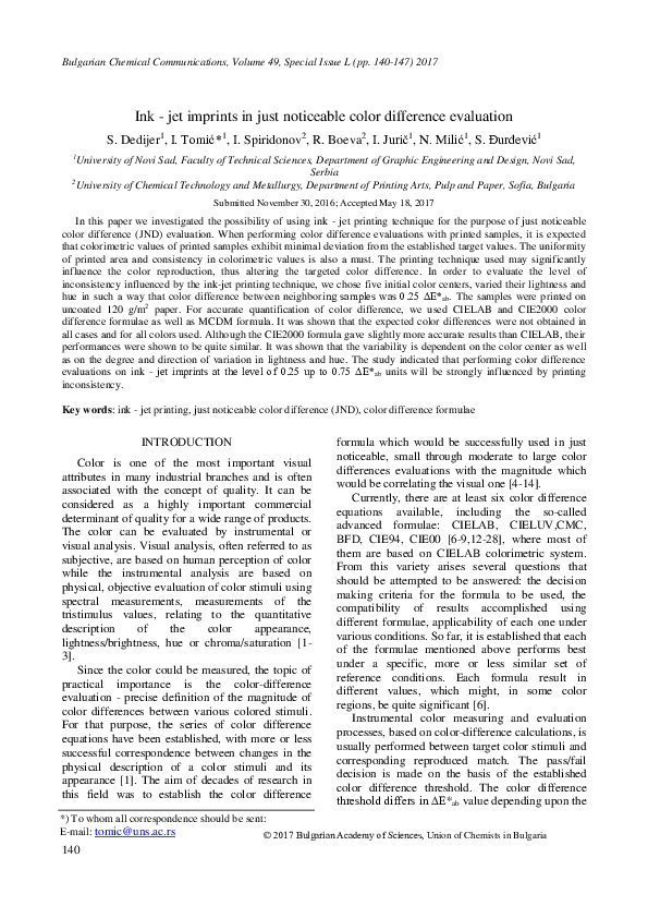 (PDF) Ink-jet imprints in just noticeable color difference evaluation