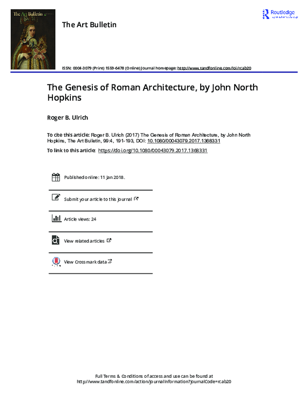 (PDF) The Genesis of Roman Architecture, by John North Hopkins