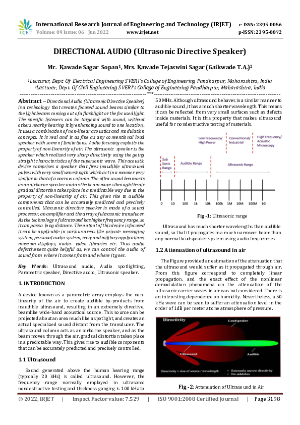 (PDF) DIRECTIONAL AUDIO (Ultrasonic Directive Speaker