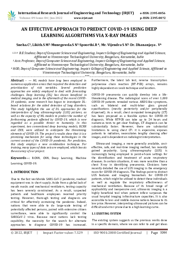 (PDF) AN EFFECTIVE APPROACH TO PREDICT COVID-19 USING DEEP LEARNING ALGORITHMS VIA X-RAY IMAGES