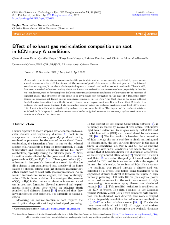 (PDF) Effect of exhaust gas recirculation composition on soot in ECN ...