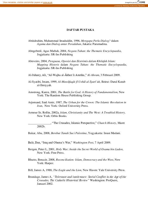 (PDF) Redefinisi Pola Interaksi antara Islam dan Barat Era Barack Obama