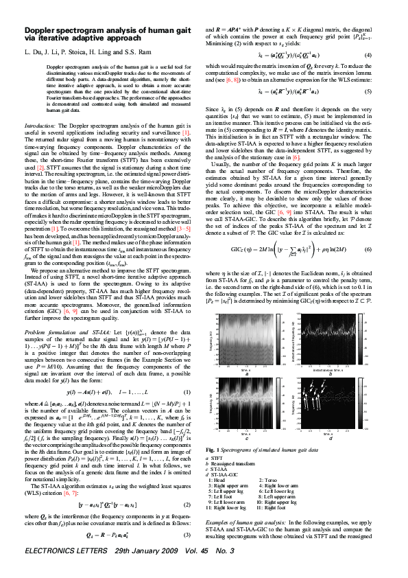 (PDF) Iterative Adaptive Doppler Analysis of Human Gait